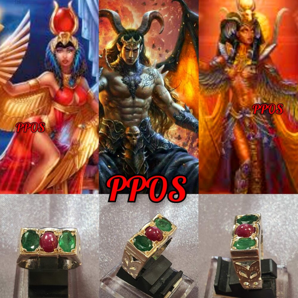 Rajah Maleuun King Emerald, Ruby Gemstone Khodam Ring with Twin ...